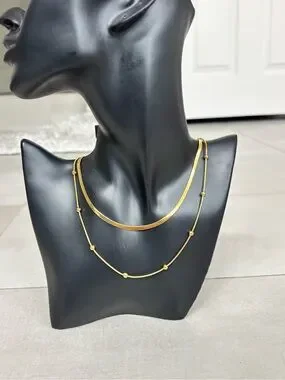 Anthropologie | Jewelry | Gold Layered Herringbone And Beaded Necklace ...